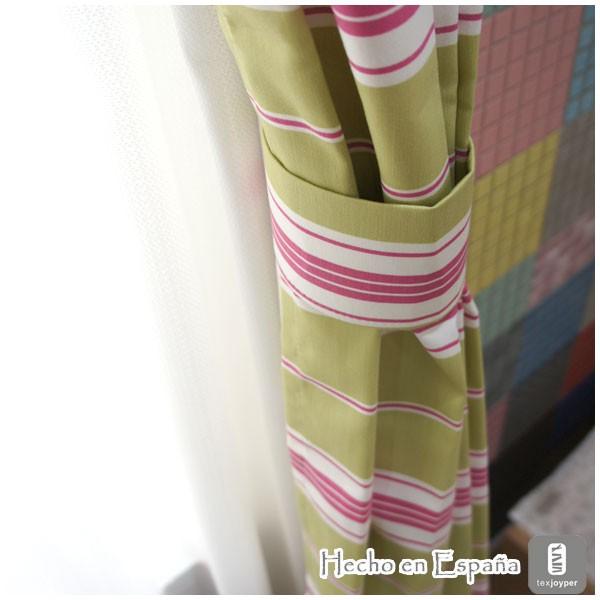 海外で人気のファブリックブランドから厳選したヨーロッパ直輸入インポートカーテンシリーズマルチカラーがかわいいボーダー柄 「ラジャス（rayas）」スペイン製■商品サイズ巾100cm×丈135cm［2枚組］巾150cm×丈178cm［1枚入］...