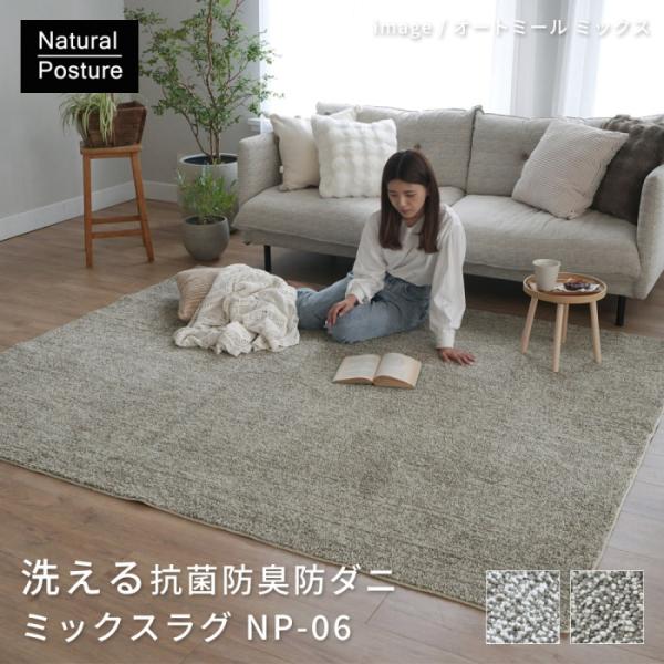 ■製品名：洗える 抗菌防臭防ダニ■ミックスラグ■形：長方形■メーカー：ERARE エラーレ（トシシミズ）■Natural Posture■商品名：NP-06■サイズ：約130X190cm