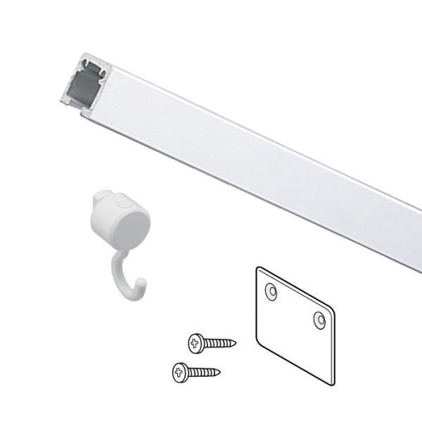 ■TOSO カーテンレール■商品名：ピクチャーレール T-1 2m（天井付） レールセット■カラー：ホワイト■セット内容：レール2ｍＸ1本・キャップT-1Ｘ2コ・フックB（正面付用）Ｘ2コ■取付ネジは付属しておりません。別途ご用意下さい。■...