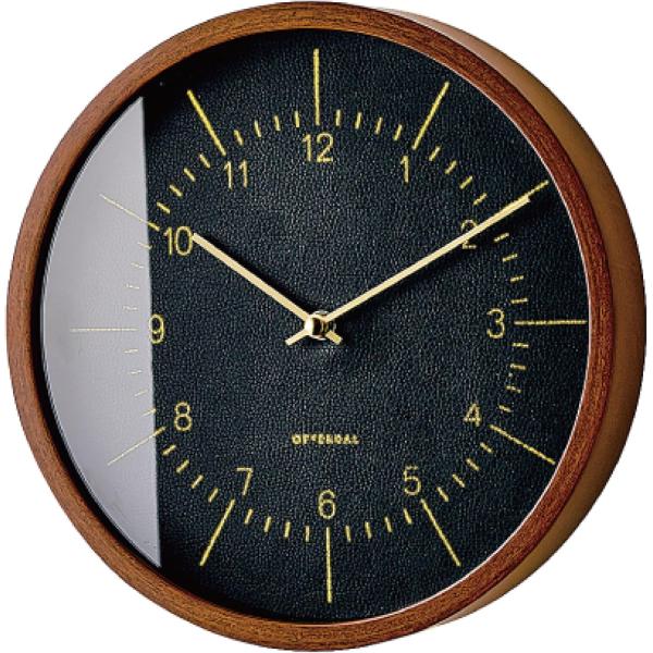 【商品の概要】 文字盤にフェイクレザーを使用し、インデックスや針をゴールドカラーで統一したエレガントな印象の壁掛け時計です。【使用シーン】 フェイクレザーの質感が大人の雰囲気を醸し出す、シンプルで高級感のあるデザインなので、書斎や仕事場にも...