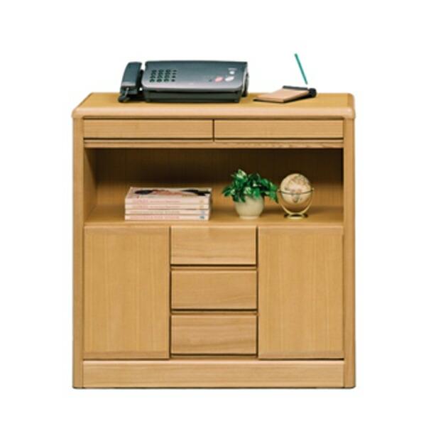 シンプルな収納付き電話・FAX台です。お部屋に馴染みやすくあたたかみのあるナチュラルカラー。【サイズ】本体：幅90 x 奥行き38 x 高さ85cm【材質】表面材：タモ突板【カラー】ナチュラル【仕様】オープン部：奥にコード穴付き(モデム、ル...