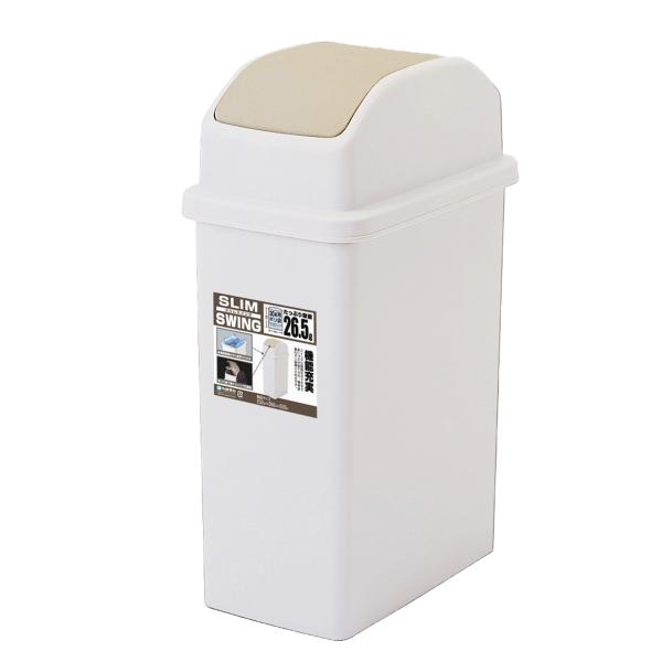 サイズ/約幅23.2×奥行36.8×高さ55.5cm容量/約26.5L内容量/1個●わざわざフタを開けなくても片手でサッとゴミを捨てられる、容量26.5Lのスイング式ゴミ箱です。●邪魔になりにくいスリムタイプでちょっとした隙間に置くことがで...