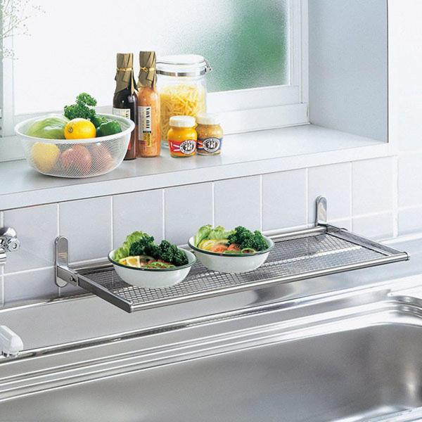 サイズ/約幅30.7×奥行24.6×高さ9cm棚：約幅30×奥行24cm重量/約500g内容量/1台材質/棚・金属類・ネジ類：ステンレス樹脂部：ナイロン耐荷重/約5kg組立状態/お客様組立品●キッチンの水切りに便利な、壁面などへのねじ止めタ...