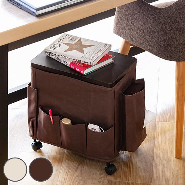 サイズ/約幅35×奥行23×高さ37.7cm内容量/1個材質/本体：ポリプロピレン布：テリレン・ナイロン・ポリエステル天板：プリント化粧パーチクルボード種類/ブラウン、ホワイト生産国/日本製キャスター/付き組立状態/お客様組立品●天板がテ―...