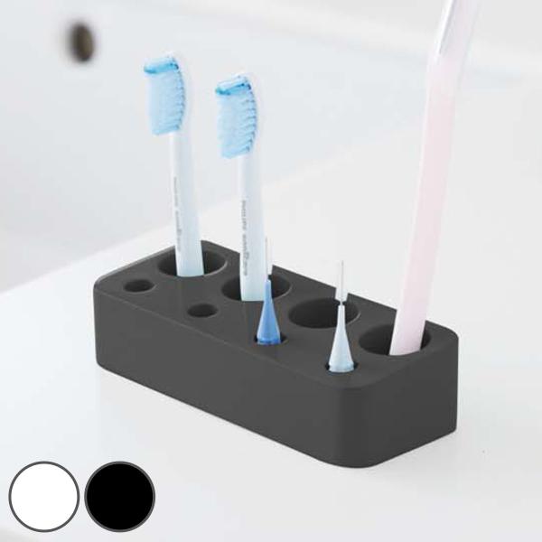 サイズ/約幅11.5×奥行4.5×高さ2.8cm穴内径 ：（大）約直径2cm（小）約直径0.85cm内容量/1個材質/ポリストーン種類/ホワイト、ブラック生産国/中国製●歯ブラシや歯間ブラシをまとめて収納できるMISTの歯ブラシスタンドです...