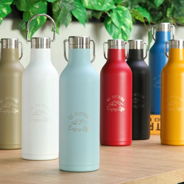 サイズ/約高さ23.5cm直径：約7.2cm容量/約480ml内容量/1個（本体、ロゴステッカー）材質/内瓶・口金：ステンレス鋼胴部：ステンレス鋼（アクリル樹脂塗装）ふた栓：内側＝ポリプロピレン、外側・ハンドル＝ステンレス鋼パッキン：シリコ...