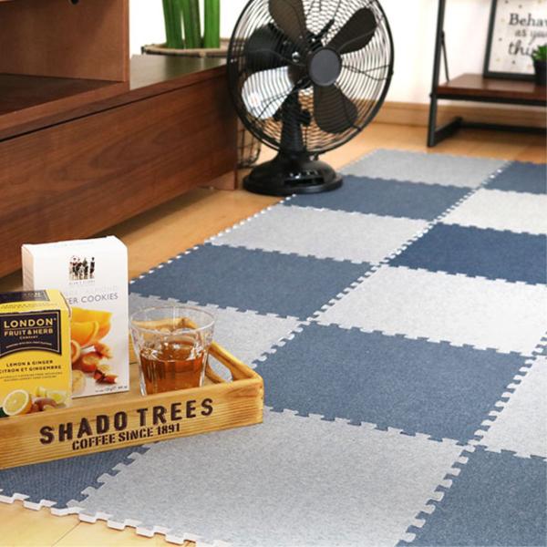 サイズ/約横30×縦30cm厚さ：約0.8cm内容量/同色9枚入り材質/表面：ポリエステル、裏面：ポリエチレン種類/ネイビー、グレー生産国/ベトナム製洗濯/手洗いのみ可能床暖房/ホットカーペット/対応滑り止め/加工なし●お部屋にあわせてカス...