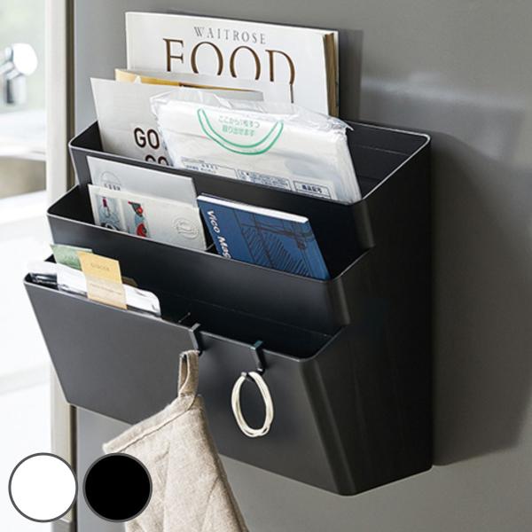 サイズ/約幅32×奥行13×高さ24.5cm重量/約850g内容量/本体：1個フック：2個材質/ポリプロピレン、マグネット種類/ホワイト、ブラック生産国/中国製耐熱温度/90度耐冷温度/-40度耐荷重/約2kg（上段ポケット：約1kg／中・...