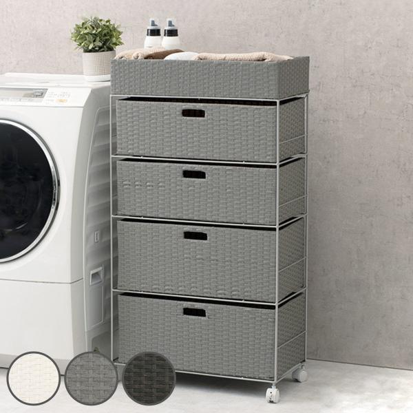 サイズ/約幅60.5×奥行30.5×高さ109.5cm内容量/1台付属品：キャスター、スパナ1本材質/主材：スチール張地：ポリエチレン種類/ホワイト、ダークブラウン、グレー生産国/ベトナム製引き出し段数/4段キャスター/付き組立状態/完成品...