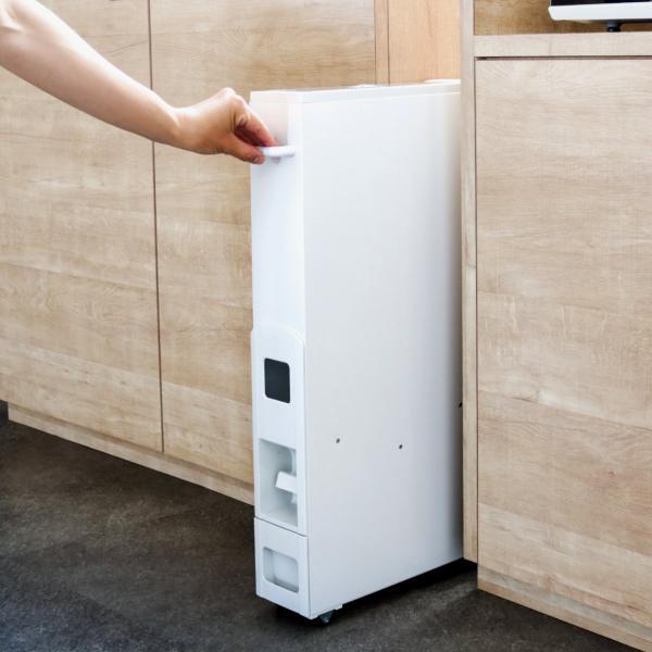 サイズ/約幅10×奥行40.6×高さ67.1cm※キャスターを含む高さ：約68.6cm重量/約2.8kg容量/米収納量：約12kg受皿容量：約4合計量方式：1合内容量/1台材質/本体：カラー鋼板（マイルドホワイト）フタ・残量確認窓：AS樹脂...