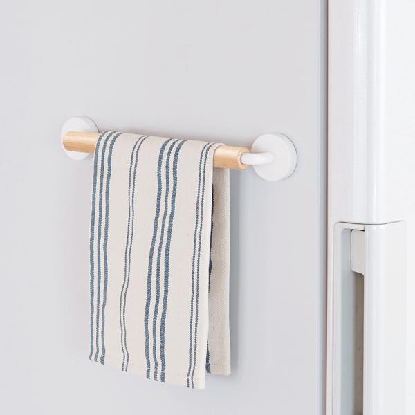 サイズ/約幅28.5（〜最大幅43）×奥行3.8×高さ4.5cmタオル掛け部：約幅23〜37cm重量/約180g内容量/1個材質/本体：ABS樹脂パイプ：天然木、マグネット（EEA特殊シート付き）補助板：ステンレススチール（両面粘着テープ付...