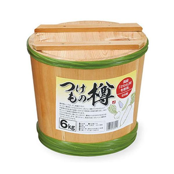 サイズ/約高さ22.8cm直径：約25.5cm内容量/1個付属品：ビニール袋3枚、押蓋1枚材質/さわら、ひのき生産国/日本製●ご家庭で本格的に漬物が漬けられる漬物樽です。●押蓋付きでしっかりと漬物を漬けられます。●約6kgの漬物が作れます。...