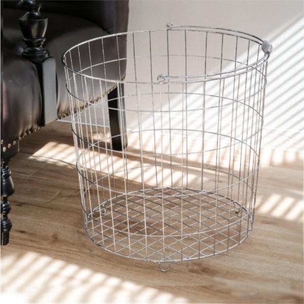 サイズ/約幅43×奥行42×高さ40cm容量/60L内容量/1個材質/ワイヤー（メタル仕上げ）生産国/中国製●直径約42cmのワイヤーバスケットです。●約60Lと大容量サイズで、家族の多いご家庭のランドリーバスケットにぴったり。収納バスケッ...