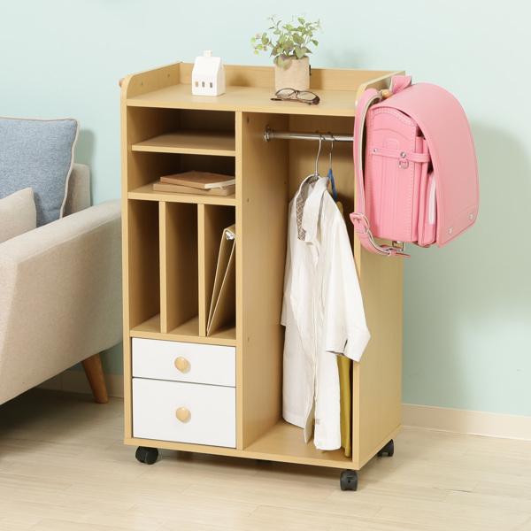 サイズ/約幅58×奥行34×高さ92cm重量/約22kg内容量/1台材質/プリント紙化粧繊維板生産国/マレーシア製キャスター/付き耐荷重/約20kg棚板1枚あたり耐荷重/約5kg組立状態/お客様組立品●シンプルデザインのキッズ家具「ノーム」...