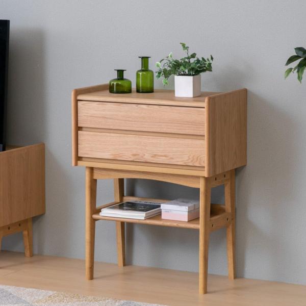 サイズ/約幅65×奥行38×高さ83cm内容量/1台付属品：フェルト、六角レンチ材質/天板、側板：ホワイトオーク突板材繊維板、面木（ホワイトオーク材）前板：ホワイトオーク突板材繊維板脚部：ラバー無垢材、プリント紙化粧繊維板（木目）引出し：キ...