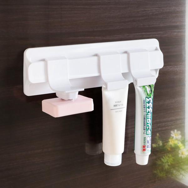 サイズ/マグネット式ウォールバー：約幅29.8×奥行2.3×高さ8.5cmチューブホルダー約幅4.5×奥行3.5×高さ6.9cmソープホルダー：約幅4×奥行6.7×高さ6.3cm内容量/マグネット式ウォールバー1個、チューブホルダー2個、ソ...