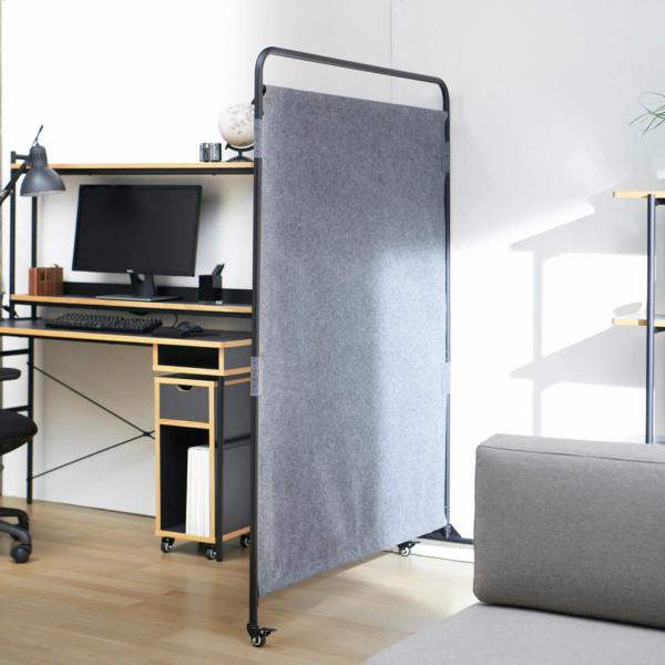 サイズ/約幅90×奥行37×高さ160cmフレーム：直径2.22cm内容量/1台付属品：連結用バンド材質/フレーム：スチール、粉体塗装幕部：フェルト（ポリエステル100％）キャスター/付き組立状態/お客様組立品●在宅勤務に便利なホームパーテ...