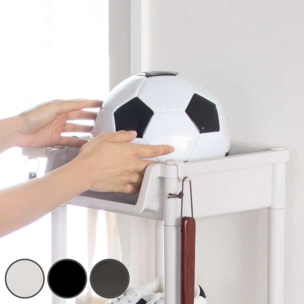 サイズ/約幅27.5×奥行29×高さ11.2cm内容量/1個付属品：パイプ4本材質/ポリプロピレン種類/ベージュ、ブラック、ブラウン生産国/日本製●玄関がスッキリと片付くシューズラック追加トレーです。●置き場所に困りがちなボールやヘルメット...