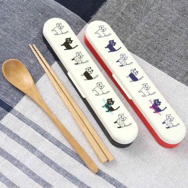 サイズ/約幅19×奥行4×高さ2.3cmお箸・スプーン：約長さ18cm重量/約60g内容量/1個（本体、お箸、スプーン）材質/お箸・スプーン：天然木ケース蓋：AS樹脂ケース底：ポリプロピレン種類/ブラック、レッド生産国/中国製パーツ別耐熱温...