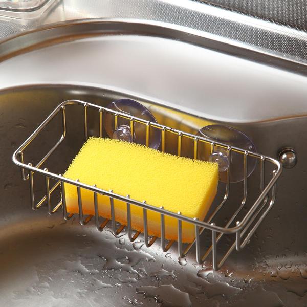 サイズ/約幅20.5×奥行10.5×高さ5cm内容量/1個材質/本体：18-8ステンレス吸盤：PVC生産国/日本製耐荷重/約1kg●強力な吸盤で簡単に取り付けられるスポンジ入れです。●メッシュ構造によって水切れや風通しが良いので、綺麗な状態...