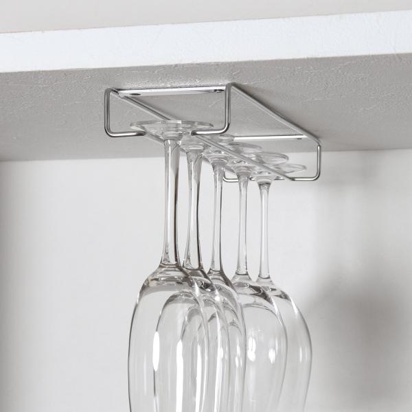 サイズ/約幅9.5×奥行30×高さ3.5cm※グラス掛け口：幅 約8.2cmまで重量/約200g内容量/1個材質/18-8ステンレス●戸棚下などに取り付けてスぺーズを有効活用できるワイングラスホルダーです。●レストランのバーカウンターのよう...