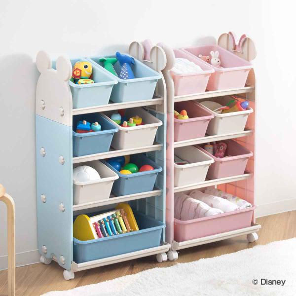 サイズ/約幅50×奥行32.5×高さ95cm重量/約5.2kg内容量/1台付属品：インデックスシール材質/本体：ポリプロピレンキャスター：ナイロン種類/ミッキーマウス、ミニーマウス生産国/日本製キャスター/付き棚板1枚あたり耐荷重/約2kg...