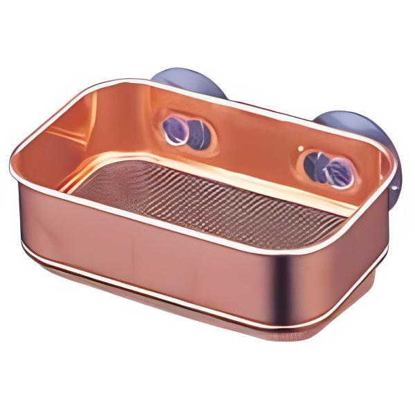 サイズ/約幅17×奥行12×高さ7.5cm重量/約143g内容量/1個成分/銅、塩化ビニル樹脂生産国/日本製パーツ別耐熱温度/吸盤：110度●ヌメりにくい銅製で清潔に使えるスポンジラックです。●水切れの良いメッシュ構造で水が溜まりにくく衛生...