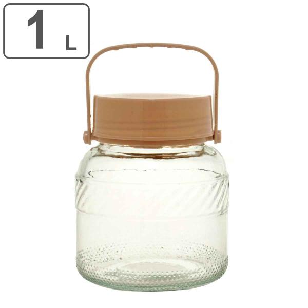 サイズ/約幅12×奥行12×高さ14.5cm重量/約618g容量/約1L内容量/1個材質/本体：ソーダガラス蓋・吊手：ポリプロピレン中蓋：ポリエチレン生産国/中国製●ご自宅で梅酒や果実酒、らっきょうなどを漬けるのに最適な保存瓶です。●1L容...