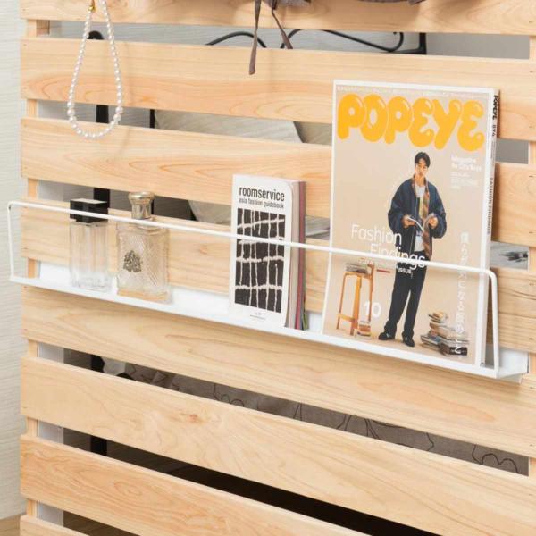 サイズ/約幅84.5×奥行5×高さ11cm重量/約800g内容量/1個材質/スチール(エポキシ樹脂粉体塗装)生産国/日本製耐荷重/1kg組立状態/完成品●ひのきのキャスター付きパーテーション用のマガジンラック幅90cmです。●雑誌や絵本など...