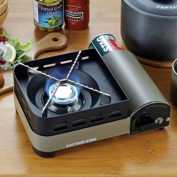 サイズ/約幅27.4×奥行18.8×高さ11cm重量/約2.3kg内容量/1台材質/本体・風防・汁受け：アルミダイカストバーナー・遮熱プレート：ステンレス鋼ボンベカバー：アルミニウム合金ゴトク：鉄（ニッケルめっき）器具栓つまみ：ABS樹脂●...