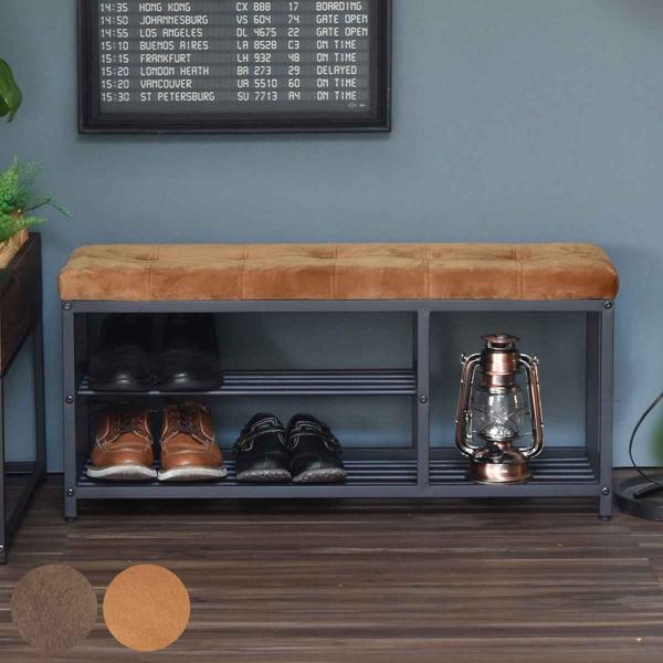 サイズ/約幅91×奥行30.5×高さ42.5cm座面高：約42.5cm内容量/1台材質/座面：ポリエステル100％、4cm厚ウレタンフレーム：スチールパイプ（サンド塗装）種類/ダークブラウン、ライトブラウン生産国/中国製組立状態/お客様組立...