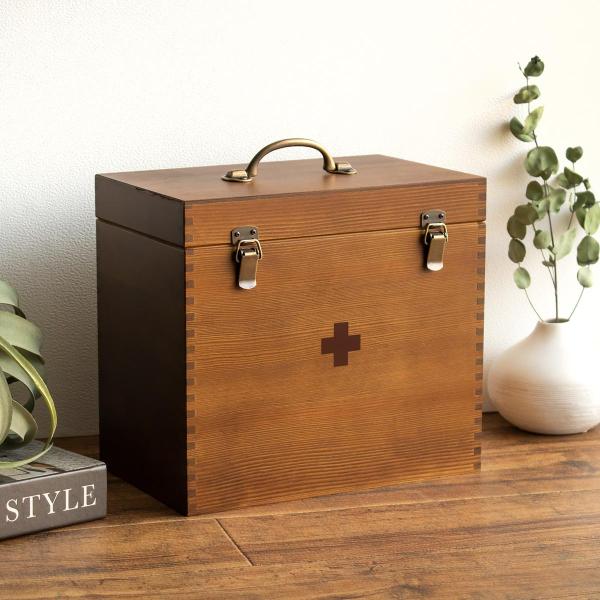 サイズ/約幅26×奥行17.3×高さ24.4cm下部箱内寸：幅24.5×奥行14.5×高さ19.2cmトレイ内寸：幅11.2×奥行13.5×高さ3.2cm内容量/1個材質/側板（下部箱側面・蓋側面）：米ツガ（ツガ材）天然木天板：シナ合板底版...