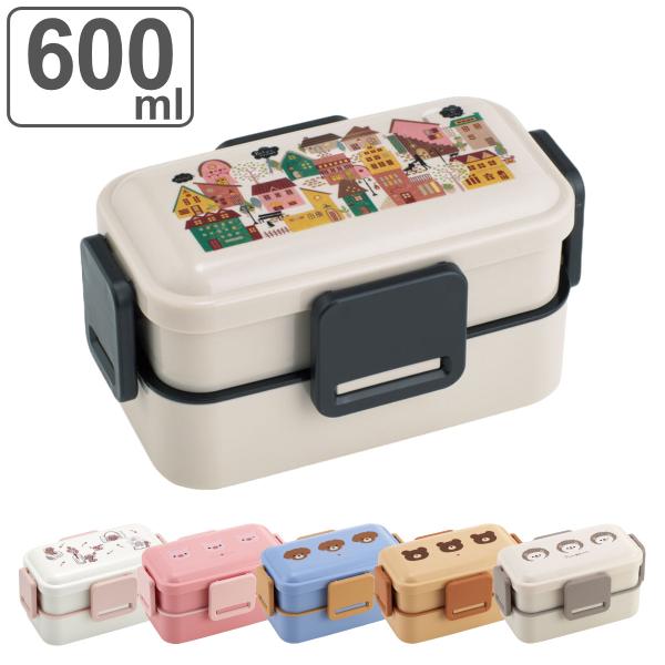 サイズ/約幅16.9×奥行10×高さ9cm容量/総容量：600ml上段：230ml、下段：370ml内容量/1個（本体、仕切り）材質/蓋：AS樹脂本体・中蓋・止め具・仕切り：ポリプロピレンパッキン：シリコーン種類/ハッピーゴーラッキー、トイ...