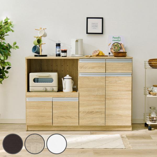 サイズ/約幅118×奥行40×高さ82cm内容量/1台材質/主材：プリント紙化粧パーティクルボード天板・スライド棚：合成樹脂化粧パーティクルボード取手：スチール種類/ダークブラウン、ナチュラル、ホワイト生産国/ベトナム製耐荷重/スライド棚：...