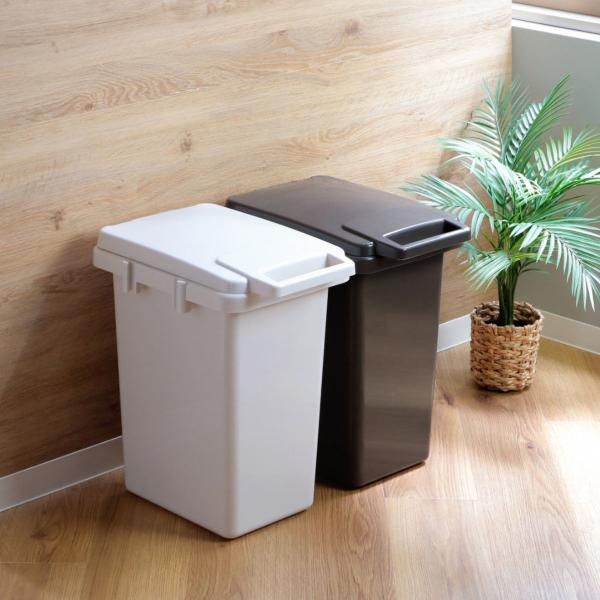 サイズ/約幅31.9×奥行43.6×高さ50.5cmふたを開けた時の高さ：約89cm重量/約1.468kg容量/約33L内容量/1個材質/ポリプロピレン種類/グレー、ダークグレー生産国/日本製●インテリアに馴染むベーシックなモノトーンのふた...