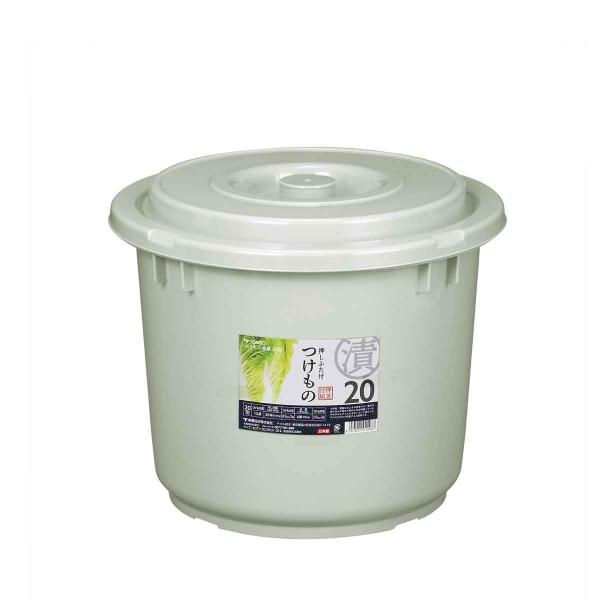 サイズ/約高さ30.5cm直径：約37cm容量/約20L内容量/1個付属品：押し蓋材質/本体・蓋：ポリエチレン押し蓋：ポリプロピレン生産国/日本製●お手軽に本格的な漬物作りができるプラスチック製の漬物容器20型（押し蓋付き）です。●プラスチ...