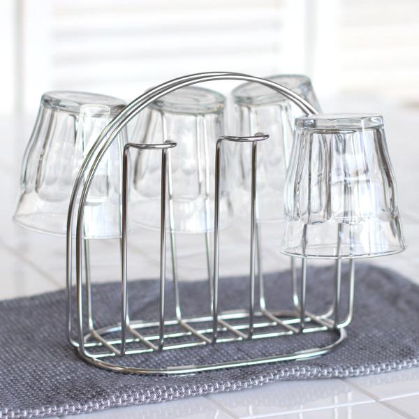 サイズ/約幅16×奥行21×高さ20cm内容量/1個材質/18-8ステンレススチール生産国/日本製●老舗道具店・工房アイザワのグラススタンドです。●一般的なサイズのグラスを6個、収納できます。●よく使うグラスを収納しておくと、サッと手に取れ...