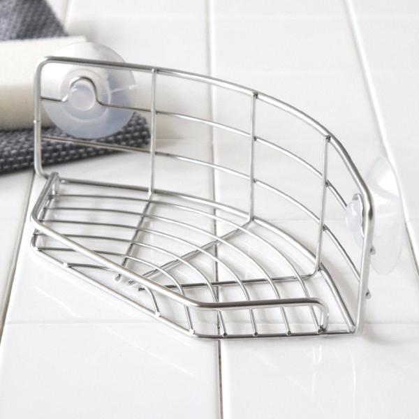 サイズ/約幅22.5×奥行11×高さ7.6cm内容量/1個付属品：吸盤材質/18-8ステンレススチール生産国/日本製●シンクの隅に付けられ流しのスペースを有効に使えます。●手前が低くなっており、スポンジの出し入れが簡単にできます。●濡れたス...