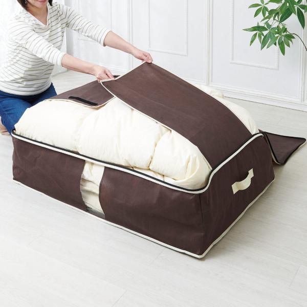 サイズ/約幅100×奥行69×高さ30cm持ち手を含まないサイズです重量/約364g内容量/3個セット材質/本体:ポリプロピレン不織布窓:EVA樹脂生産国/中国製●ダブル羽毛布団1枚を収納できる収納ケースです。●炭加工シートをはさんだ3層構...