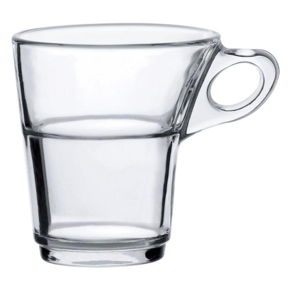 サイズ/約高さ6.8cm直径：約6.2cm容量/約90ml内容量/1個材質/強化ガラス生産国/フランス製耐熱温度/120度食器洗い乾燥機/使用可能電子レンジ/使用可能●スタイリッシュなデザインのコーヒーカップです。●2個までスタッキング可能...