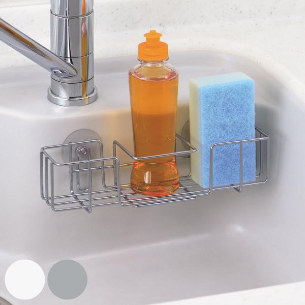 サイズ/約幅24×奥行7.5×高さ6cm重量/約168g内容量/1個材質/鉄（クロムめっき）吸着盤：塩化ビニル種類/シルバー、ホワイト生産国/中国製耐荷重/約1kg●吸盤式で簡単に取り付けられるスリムポケットです。●洗剤ボトルとスポンジをき...