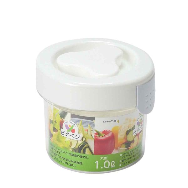 サイズ/約幅14.5×奥行13×高さ12.5cm重量/約288g容量/約1L内容量/1個材質/容器・蓋：ポリスチレンつまみ・軸・押し板：ポリプロピレンフック：AS樹脂バネ：ステンレス鋼生産国/日本製パーツ別耐熱温度/容器・蓋：70度、つまみ...