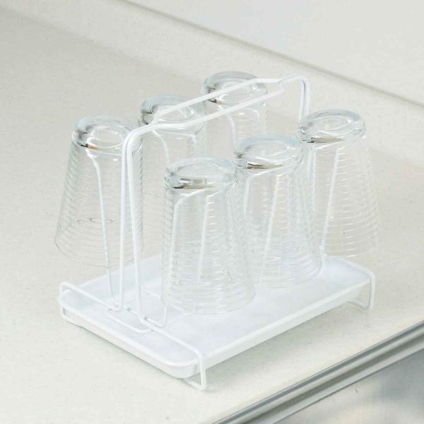 サイズ/約幅22×奥行16.5×高さ18.5cm重量/約445g内容量/1個材質/本体・トレー：鉄（エポキシ樹脂塗装）すべり止め：シリコーンゴム原産国/中国●毎日使うグラスやマグカップの水切り・収納の便利なグラススタンドです。●水受けトレー...