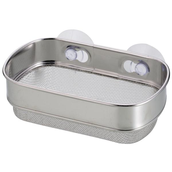 サイズ/約幅18.5×奥行11.5×高さ6.5cm重量/約120g内容量/1個材質/本体：ステンレス鋼吸着盤：塩化ビニル生産国/日本製耐荷重/約1kg●吸盤式の、ステンレス製たわし入れです。●シンク内でのスポンジやたわしの収納に最適です。●...