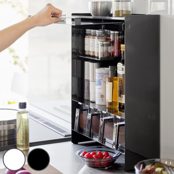 サイズ/約幅38×奥行16.3×高さ49.2cm天板：約幅37.5×奥行13.7cm収納部上段：約幅37.5×奥行13.7×高さ30cm(ローラー部分含まず)収納部下段：約幅37.5×奥行13.7×高さ11cmマグネットスパイス棚：約幅17...