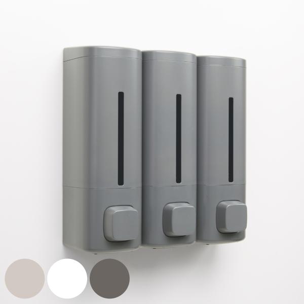 サイズ/約幅7.2×奥行8.4×高さ22.4cm容量/約550ml内容量/同色3個セット材質/本体、透明窓、フタ、プッシュレバー：ABS樹脂マグネット：ラバーマグネットポンプ：シリコーンゴム、ポリエチレン、ABS樹脂滑り止めシート：ポリウレ...