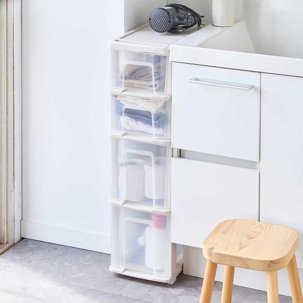 サイズ/約幅22×奥行41×高さ80cmキャスター無し：約高さ78.2cm引出し内寸（上段）：約幅17×奥行36×高さ13cm引出し内寸（下段）：約幅17×奥行36×高さ21.5cm内容量/1個材質/ポリプロピレン生産国/日本製キャスター/...