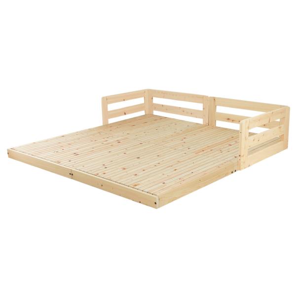 サイズ/約幅246×奥行201×高さ44cm約幅123×2台サイドガード：43×92.5cm厚み2.3cm床面高さ：9.5cm内容量/セミダブル×2台材質/フレーム、床板：天然木ひのき材(集成材)生産国/日本製組立状態/お客様組立品●川の字...