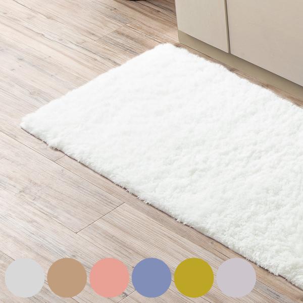 サイズ/約横120×縦50cm内容量/1枚材質/ポリエステル100％裏面：EVA加工種類/ホワイト、ベージュ、ピンク、ライトグレー、グリーン、ブルー生産国/日本製洗濯/洗濯機使用可能（ドラム式不可）滑り止め/加工あり●さらさらふわふわな足ざ...