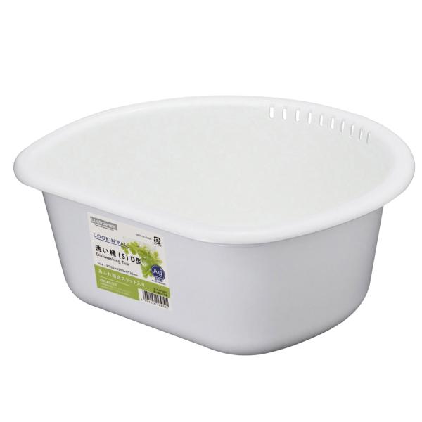 サイズ/約幅33×奥行30×高さ13.5cm重量/約336g容量/約6.1L内容量/1個材質/ポリプロピレンカラー/ホワイト生産国/日本製●銀イオン抗菌剤が練りこまれた洗い桶 Sサイズです。●箸などが溢れ落ちにくいオーバーフロースリット付き...